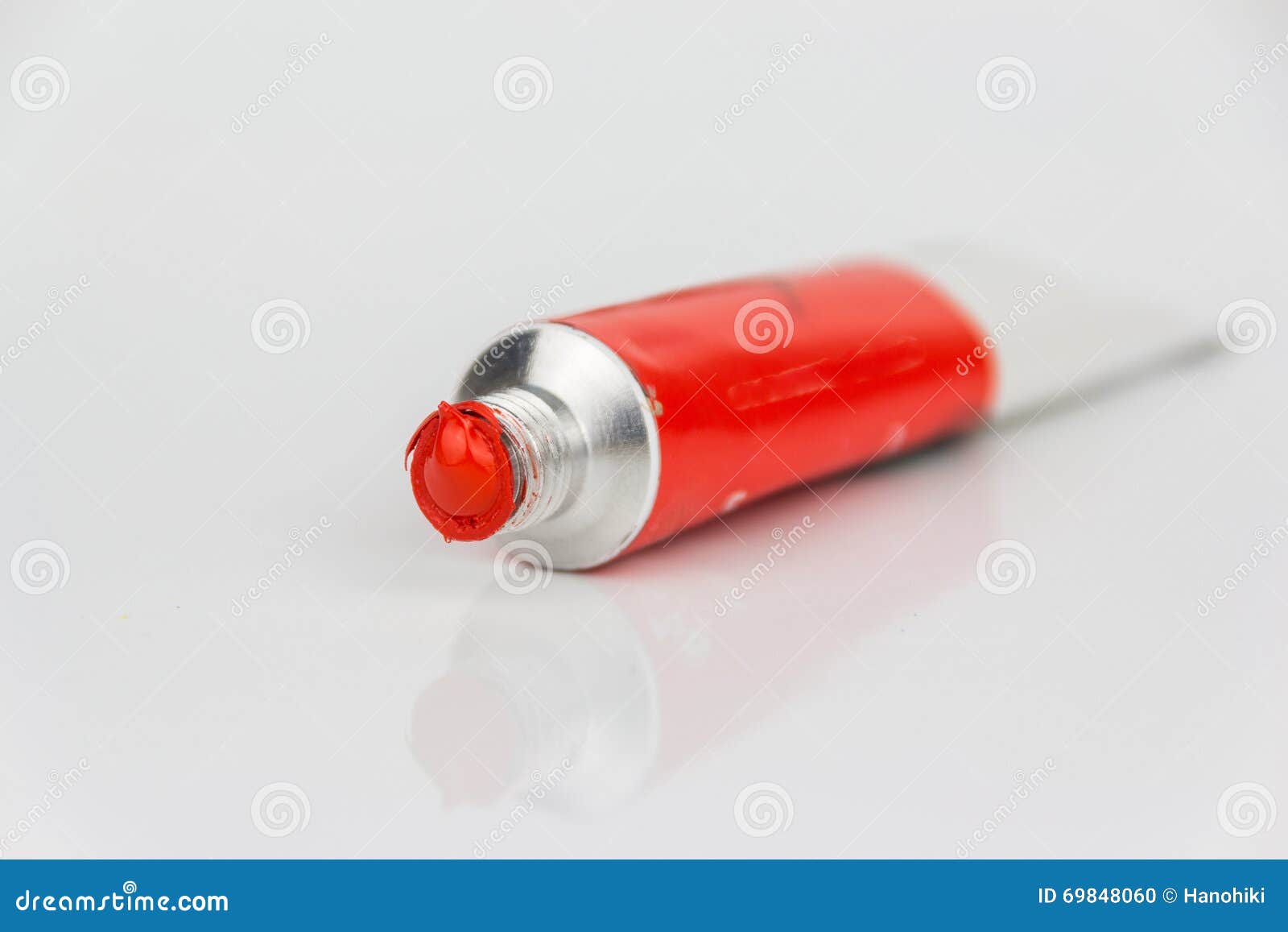 Red Color Paint Tube on White Background Stock Photo - Image of pigment ...