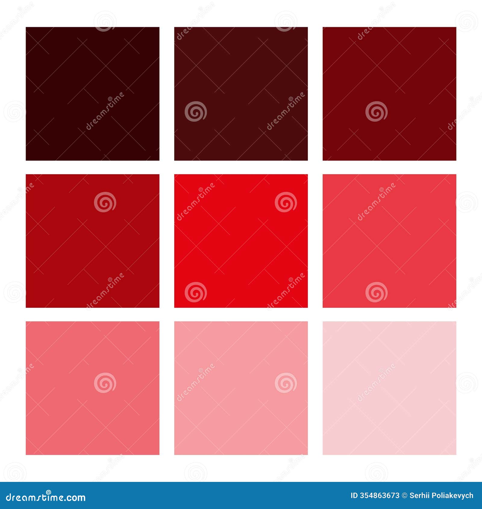 Red Color Palette. Coordinated Shade Squares. Bold Gradient Tones ...