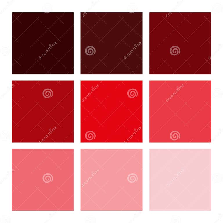 Red Color Palette. Coordinated Shade Squares. Bold Gradient Tones ...