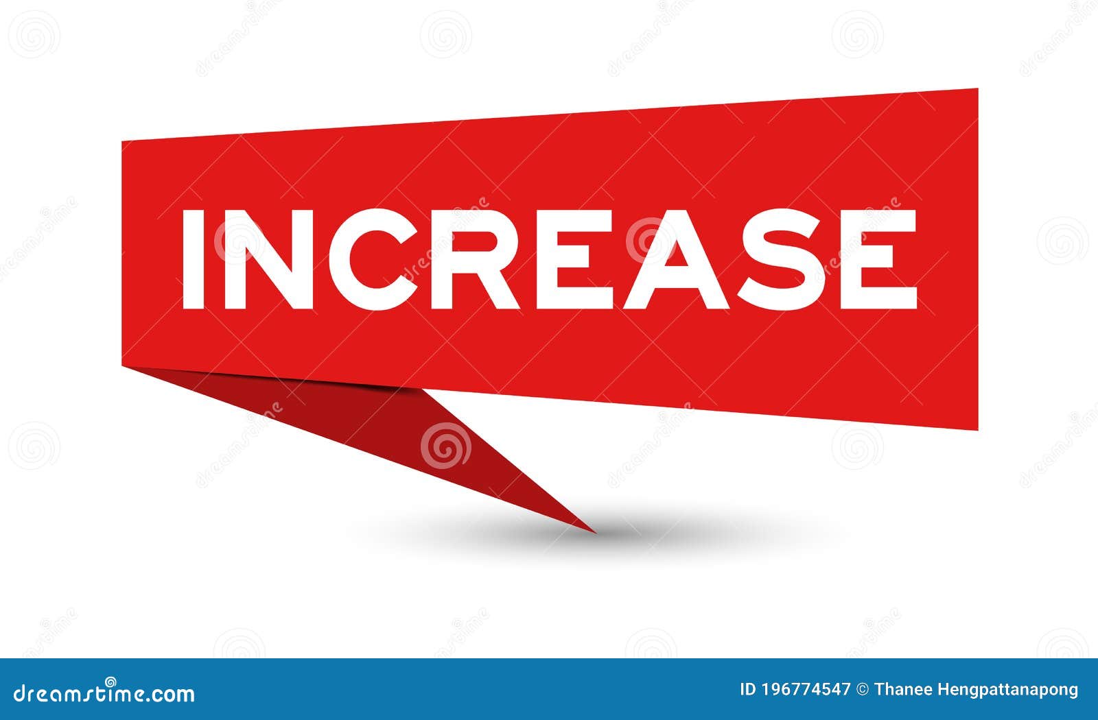 Red Paper Speech Banner with Word Increase on White Background Stock ...