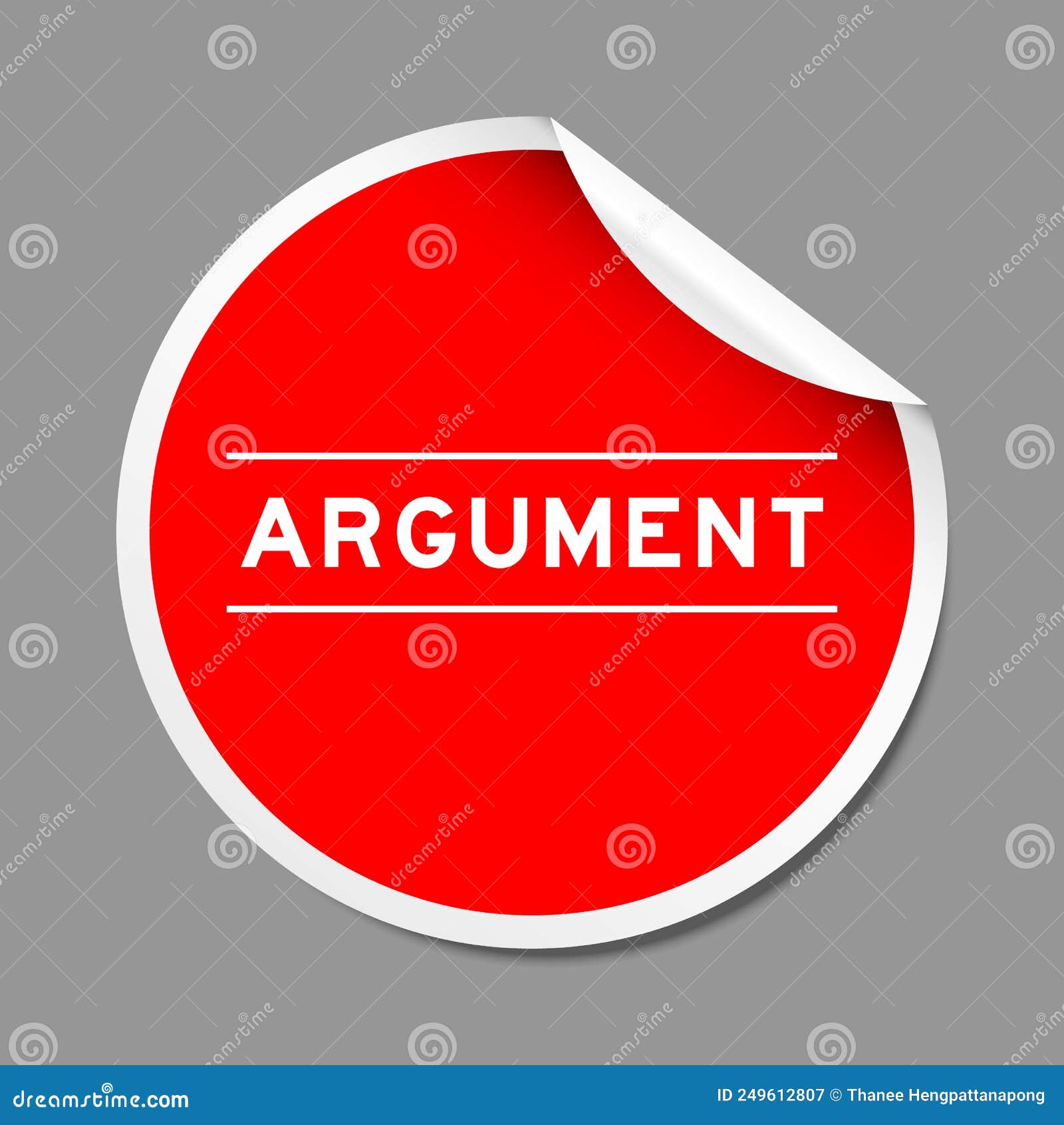 Red Peel Sticker Label with Word Argument on Gray Background Stock ...