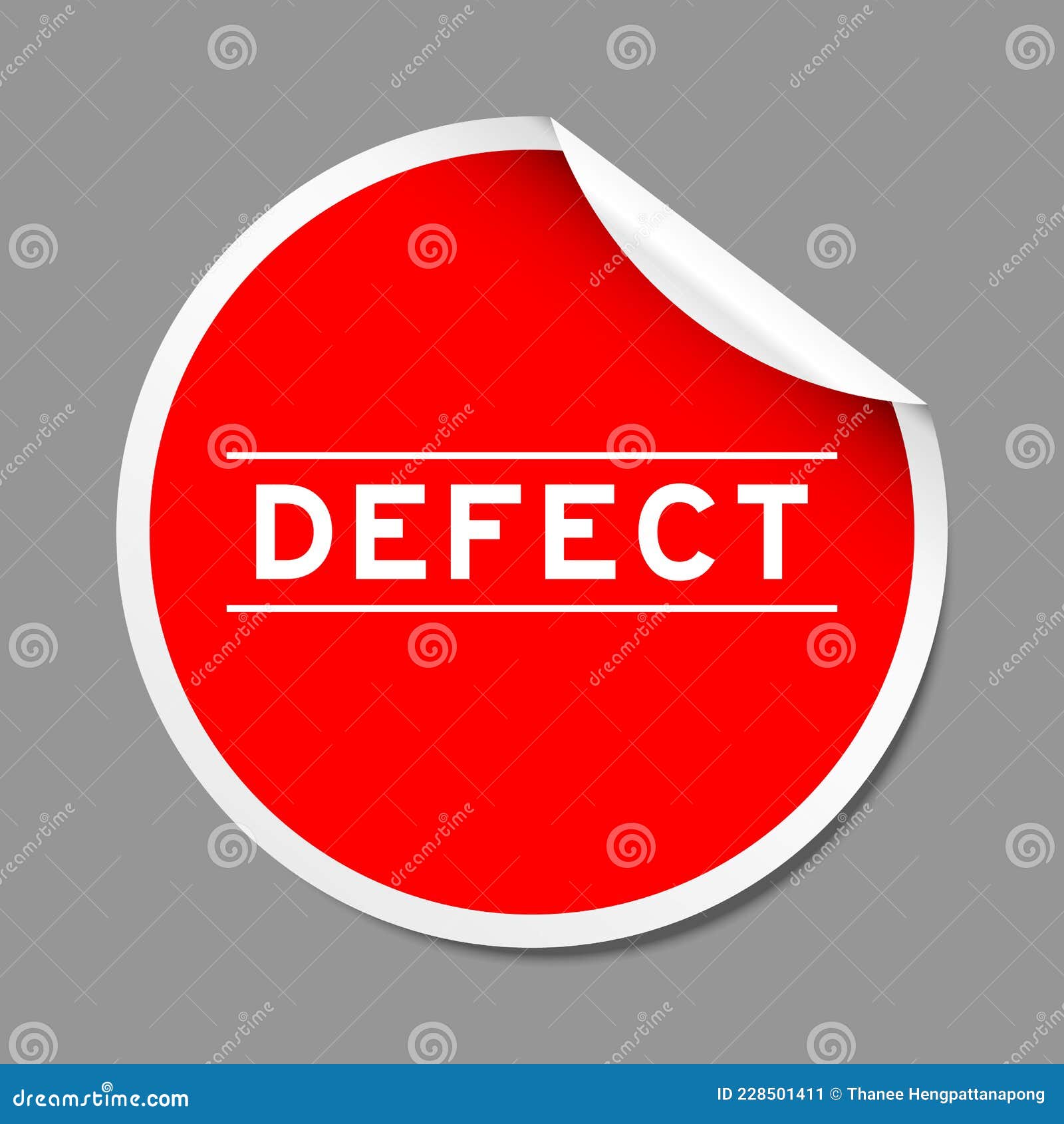 Red Peel Sticker Label with Word Defect on Gray Background Stock Vector ...