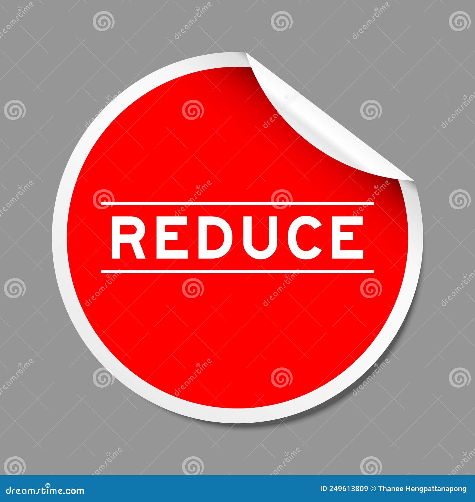Red Peel Sticker Label with Word Reduce on Gray Background Stock Vector ...