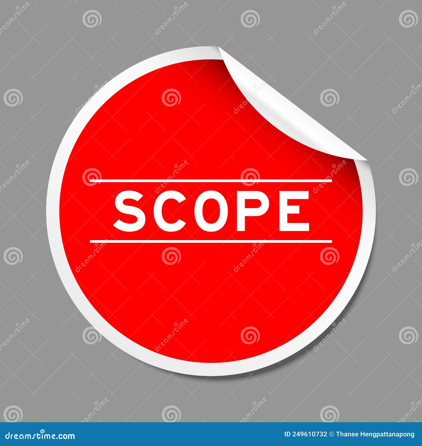 Red Peel Sticker Label with Word Scope on Gray Background Stock Vector ...