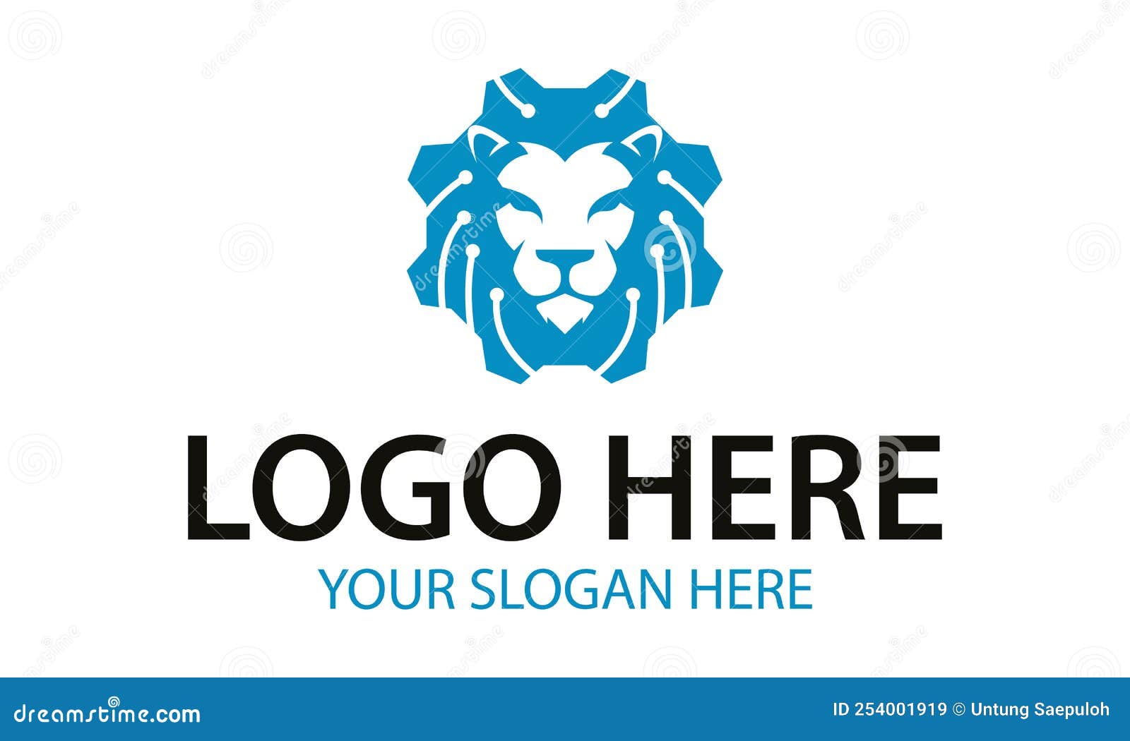 Blue Color Abstract Leon Head Gear Logo Design Stock Vector ...