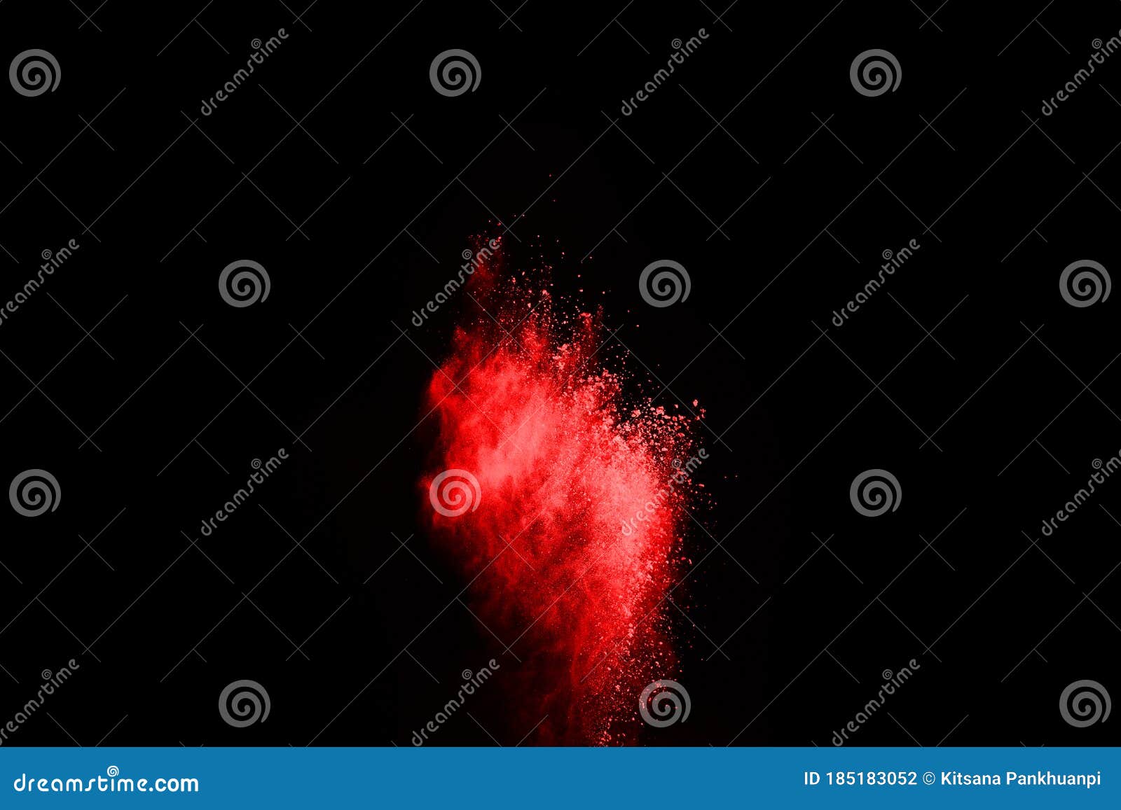 Red Color Powder Explosion on Black Background. Stock Photo - Image of ...