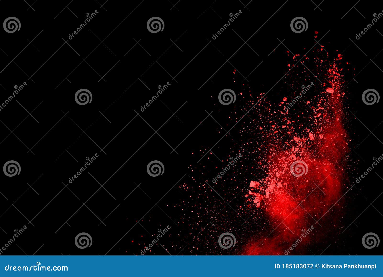 Red Color Powder Explosion on Black Background. Stock Photo - Image of ...