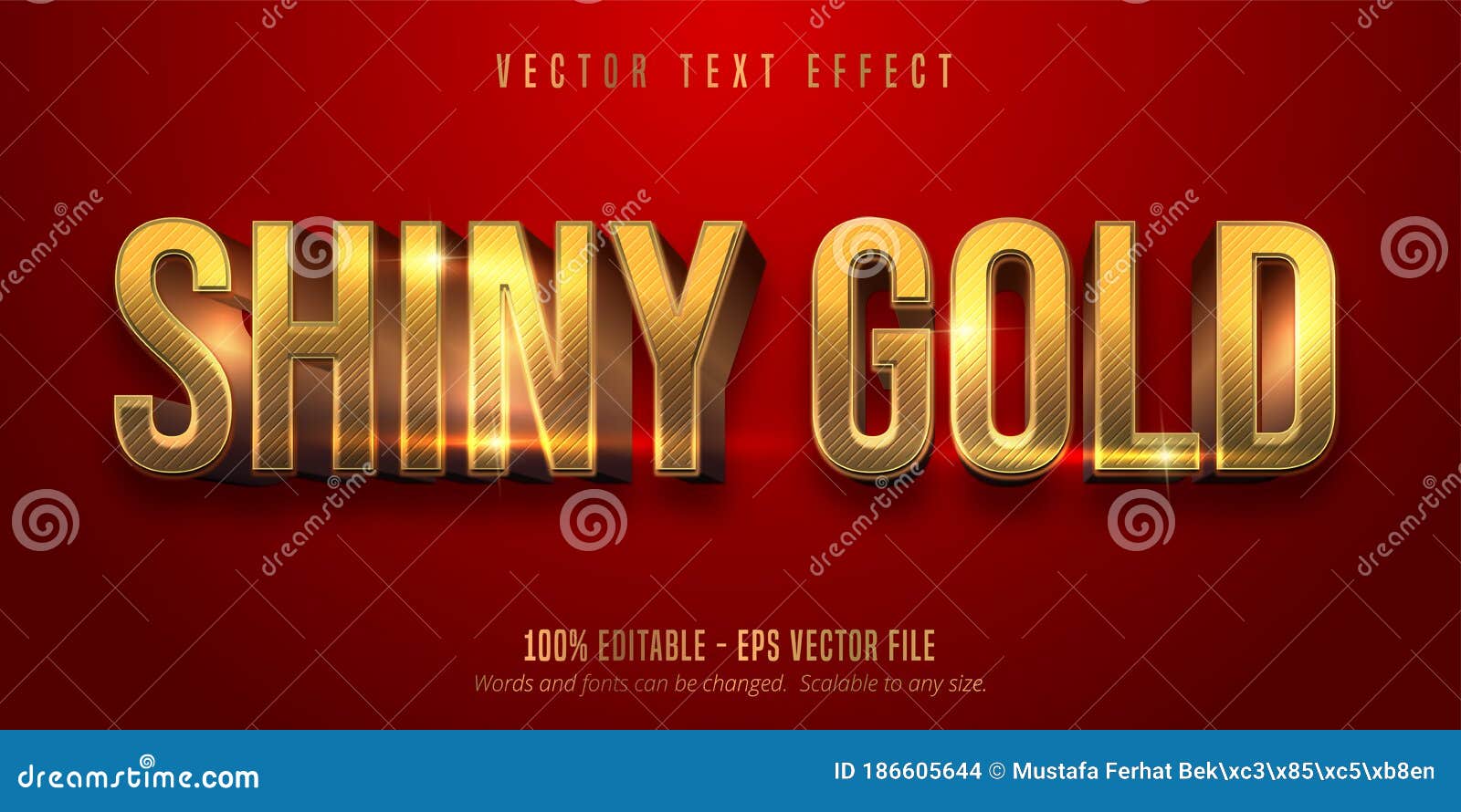 Red Color and Shiny Gold Style Editable Text Effect Stock Vector ...