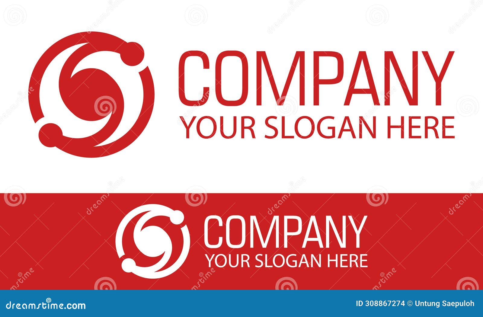 Red Color Simple Tech Line Art Circle Rotate Logo Design Stock Vector ...