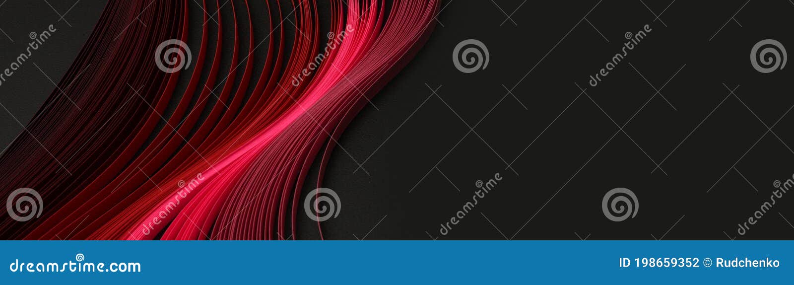 Red Color Strip Wave Paper. Abstract Texture Black Background Stock ...