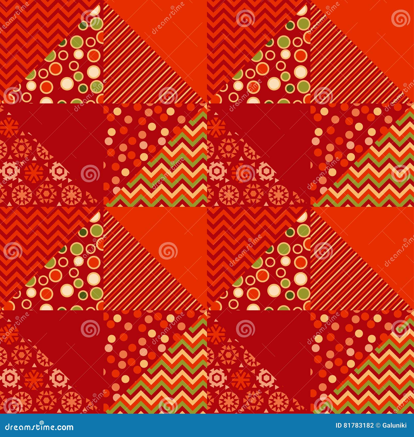 Red Color Traditional Ornament Patchwork Pattern Stock Vector ...