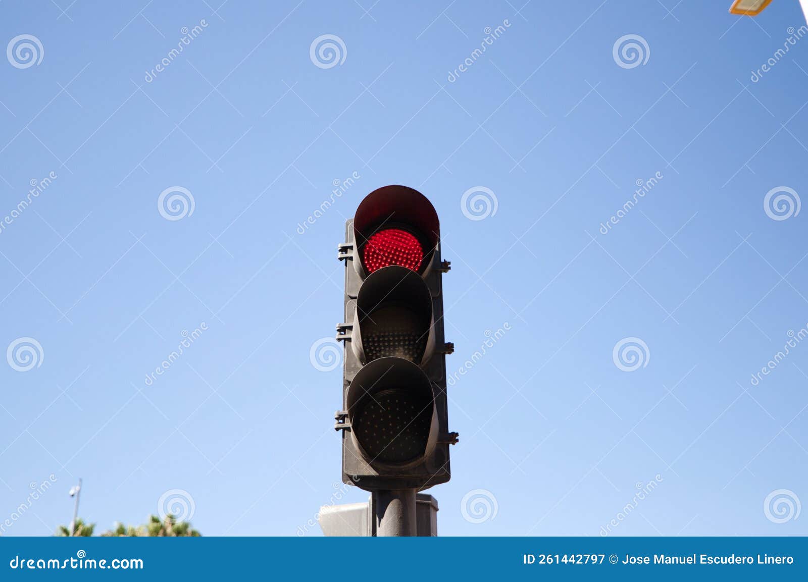 Red Color on the Traffic Light Stock Image - Image of caution, black ...