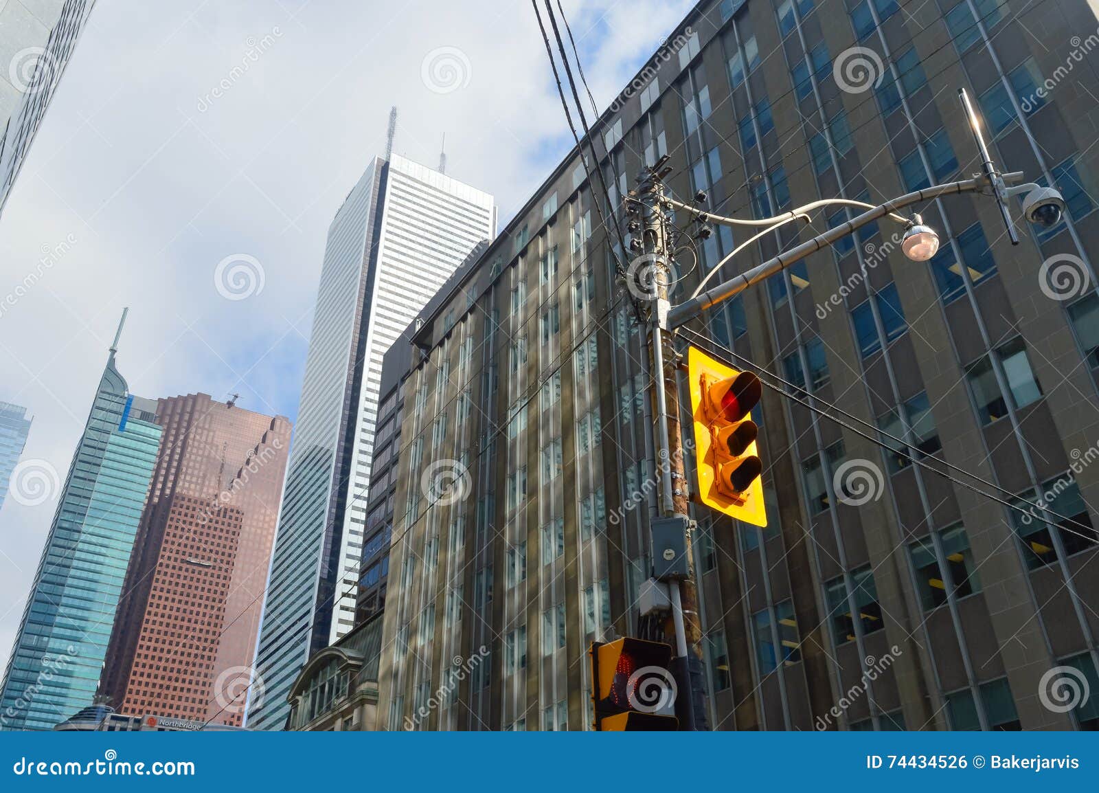 Red Color on the Traffic Light in Toronto Downtown. Editorial Photo ...