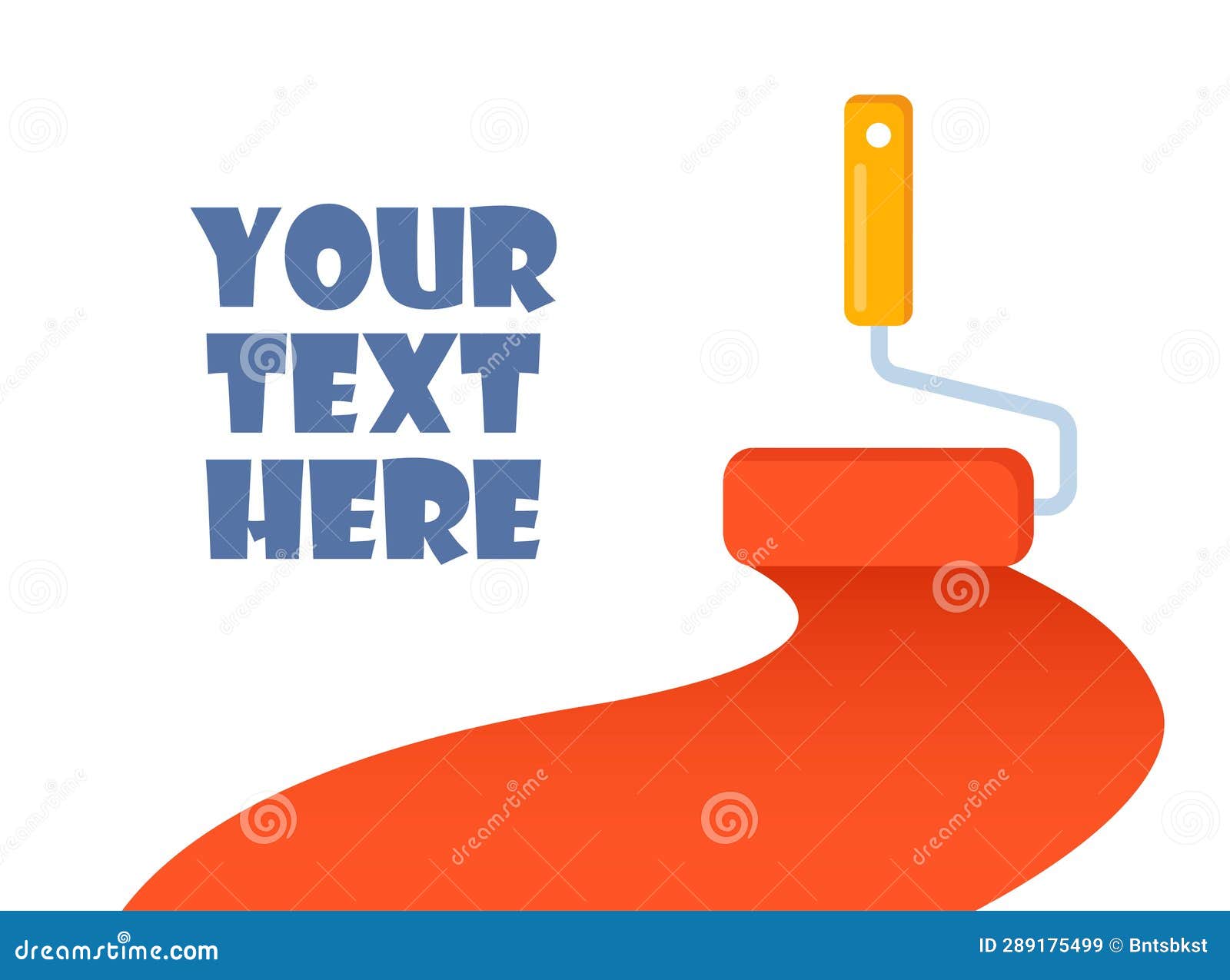 Red Color Trail of the Roller Brush on White Background. Vector ...