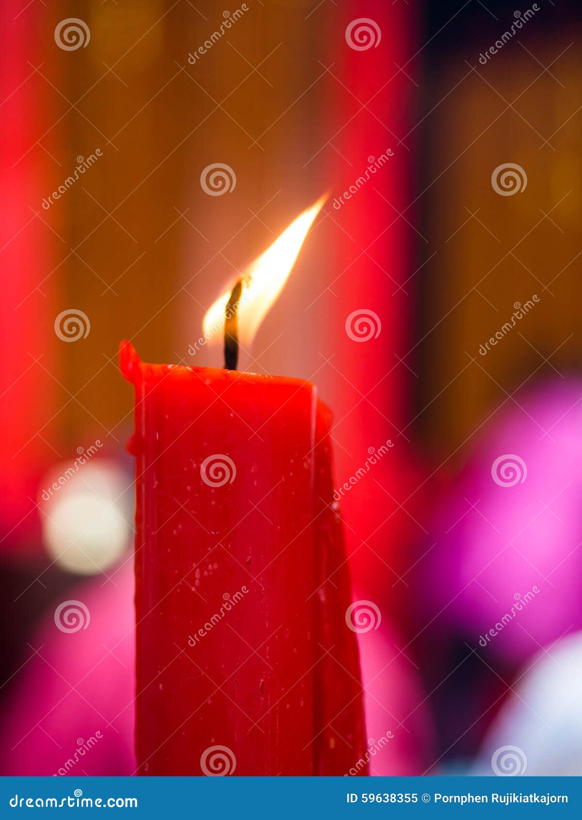 Red Color Wax Candle Light stock image. Image of glare - 59638355