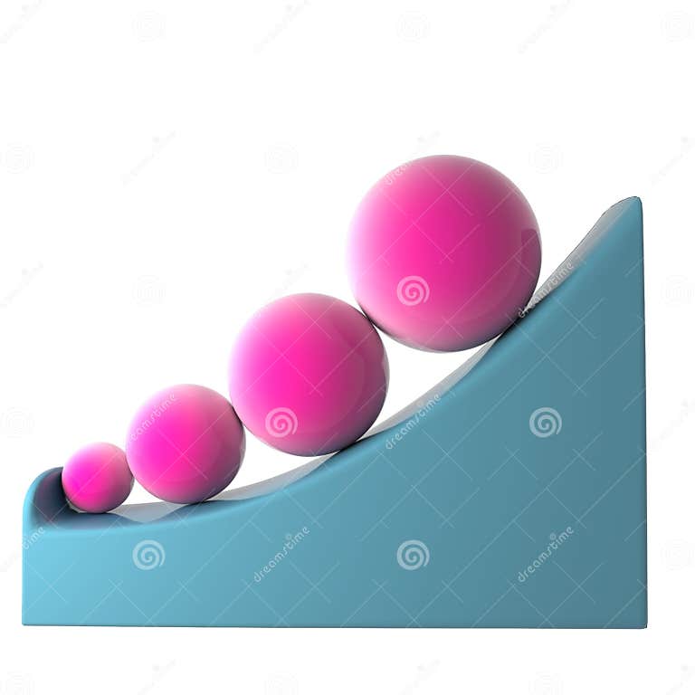 Red Colored Balls on a Slope Stock Illustration - Illustration of ...