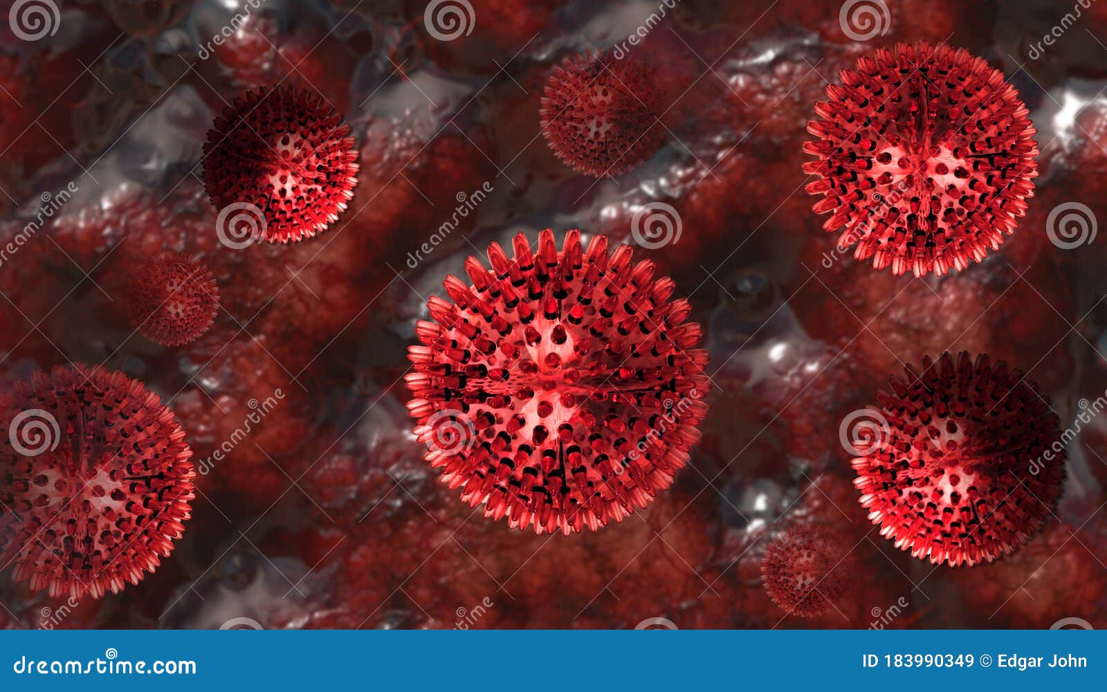 Red Colored Bacteria Flu Virus Cells Stock Illustration - Illustration ...