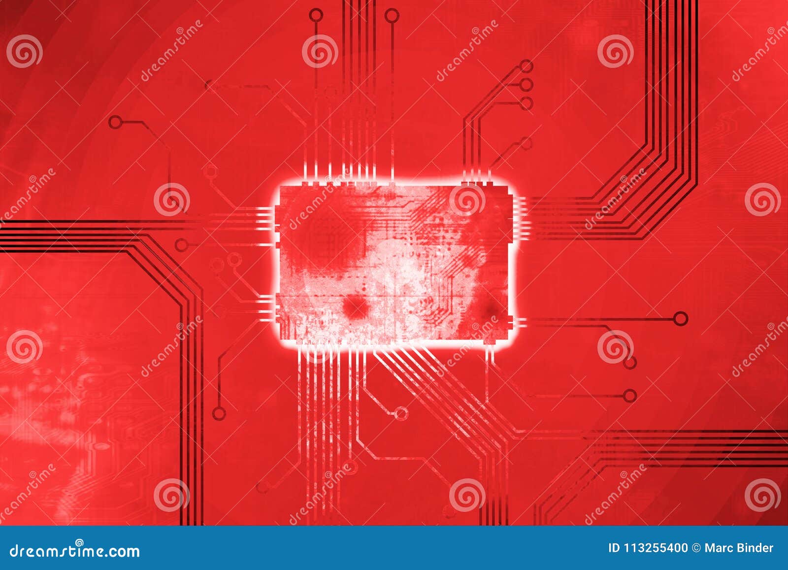 Red Colored Digital Computer Chip Core Stock Illustration ...