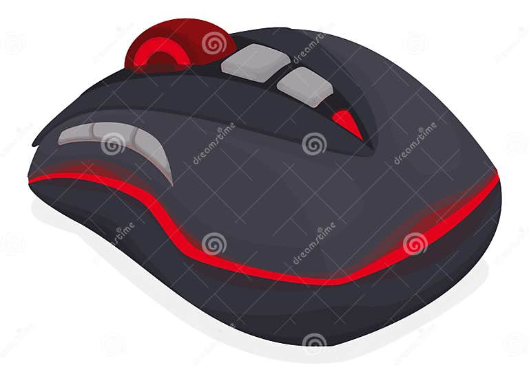 Red Colored and Illuminated Gaming Computer Mouse, Vector Illustration ...
