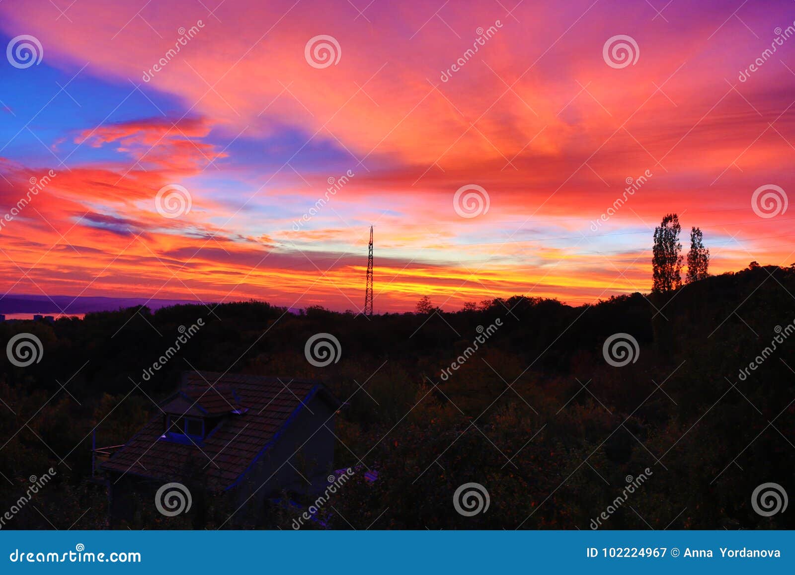 Amazing sunset skies stock image. Image of bulgaria - 102224967
