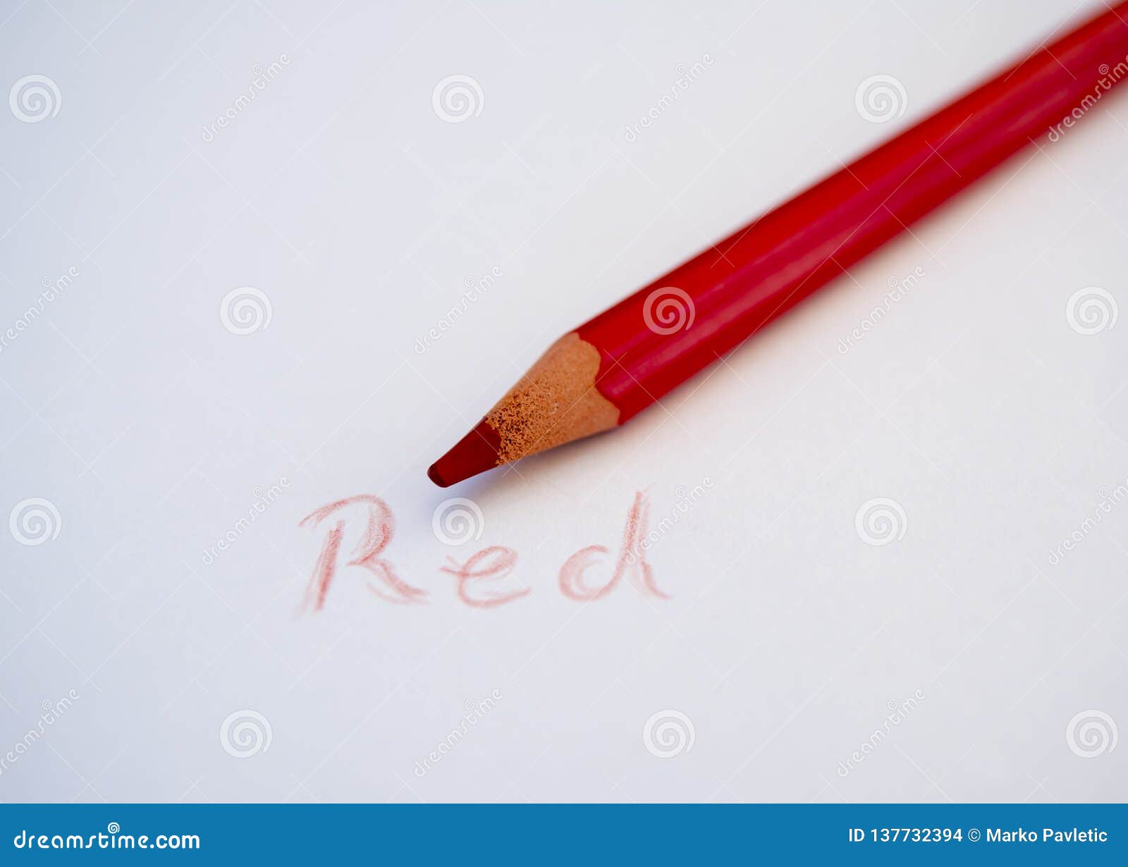 Red Colored Pencil on White Background Stock Photo - Image of paper ...