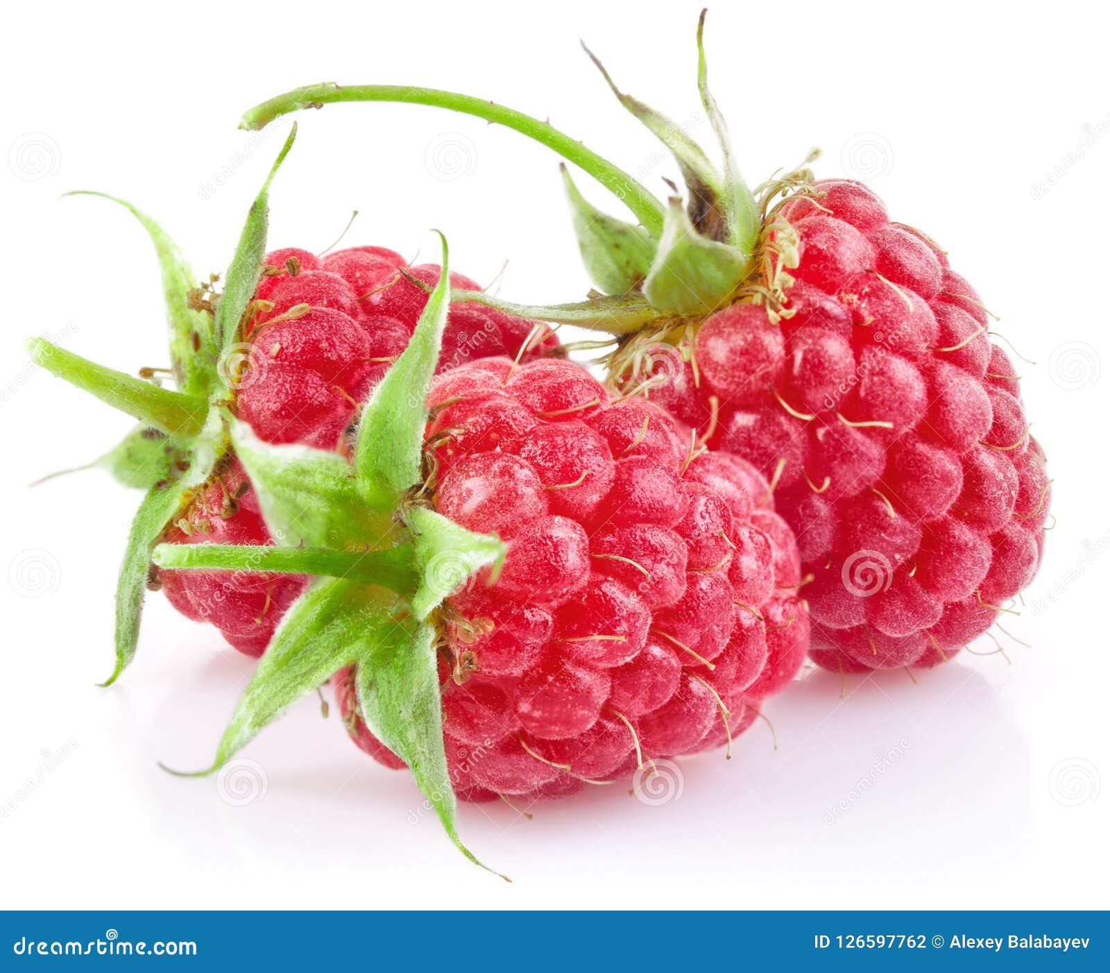 Raspberries with Leaves Isolated on White Background Stock Photo ...