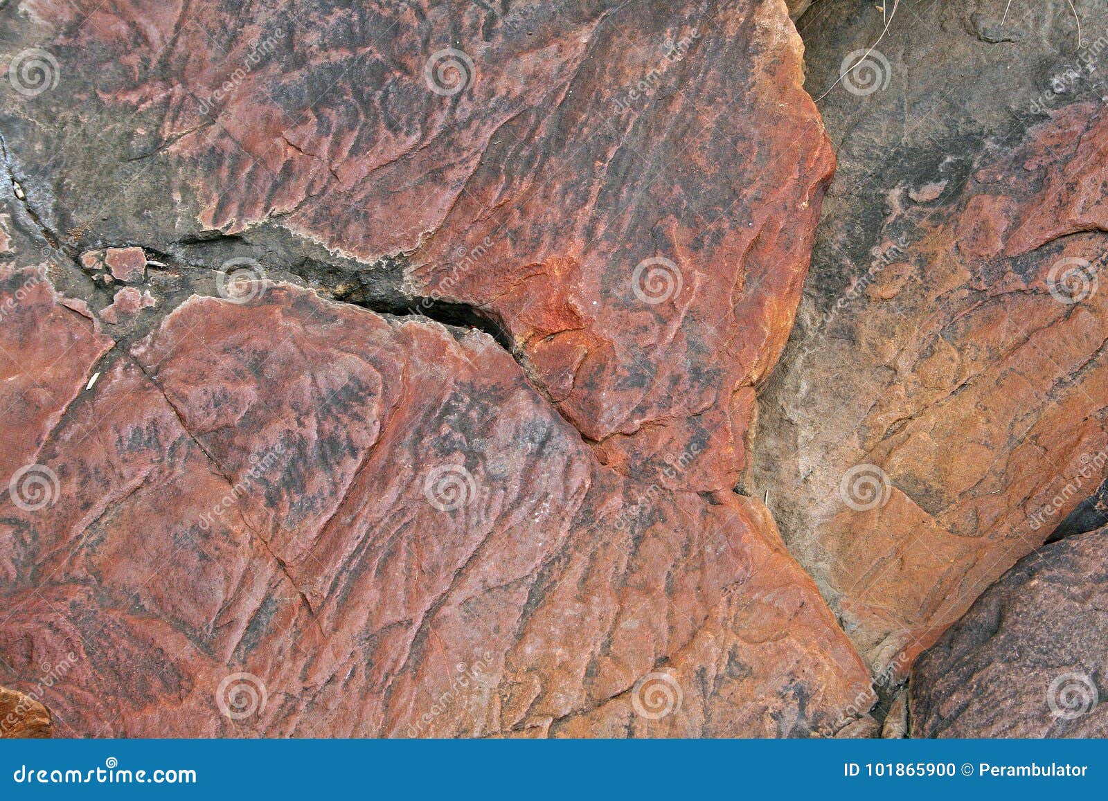 RUSTY RED ROCK with CRACK stock photo. Image of layers - 101865900