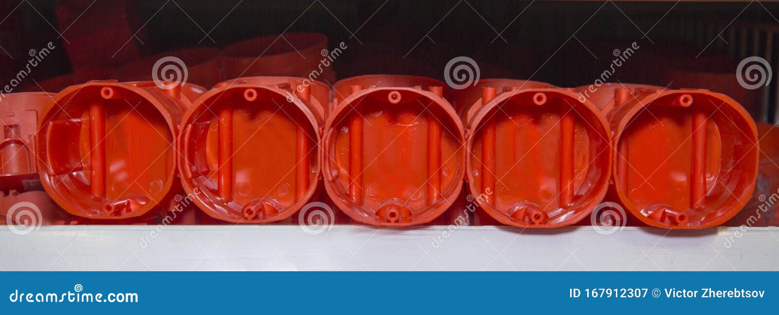 Red-colored Sockets for Mounting Switch Sockets Arranged in a ...