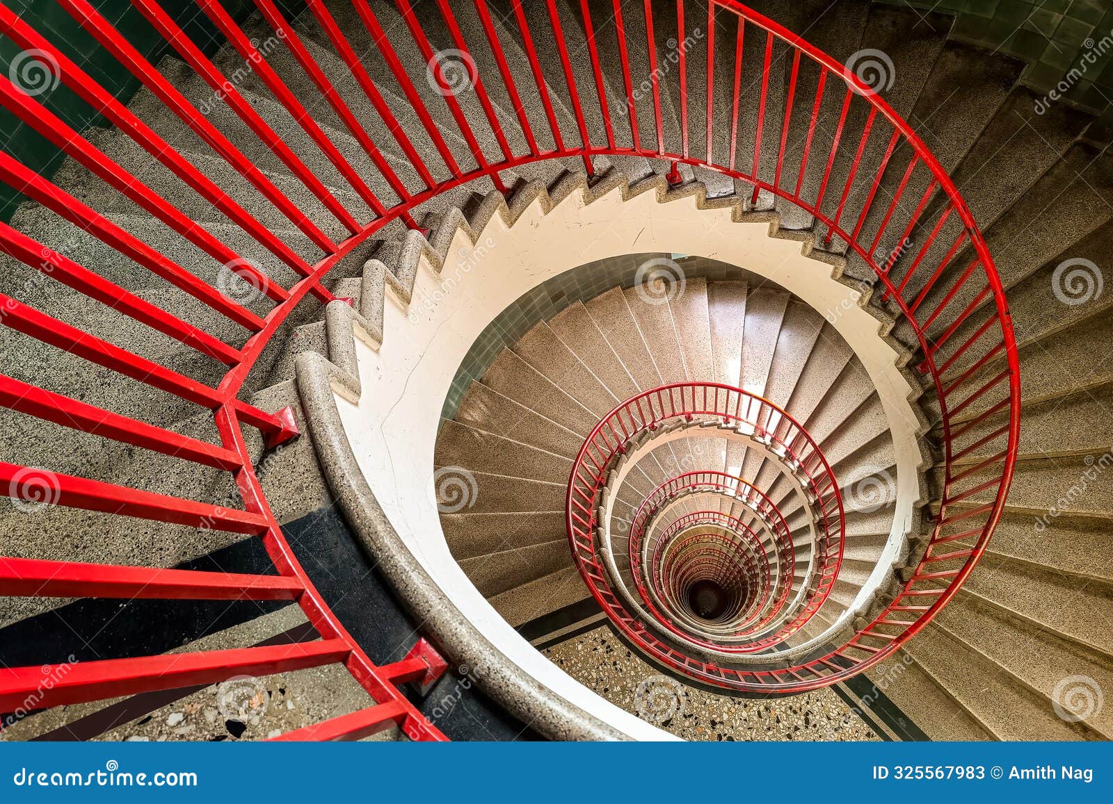 A Red Colored Spiral Staircase Stock Image - Image of abstract, city ...