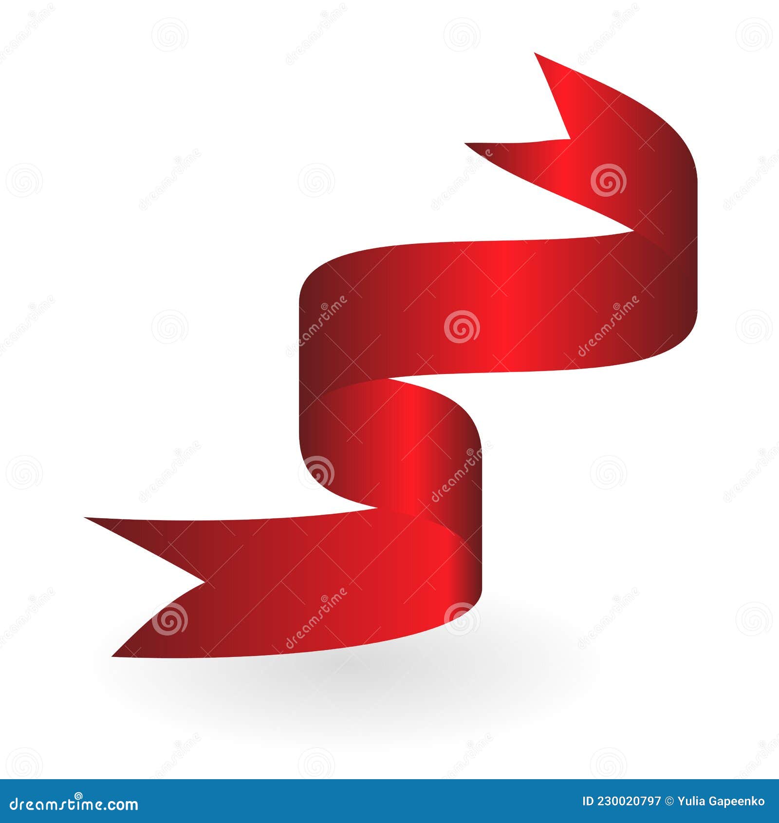 Red Colorful Curved Ribbon on White Background. Vector Illustration ...