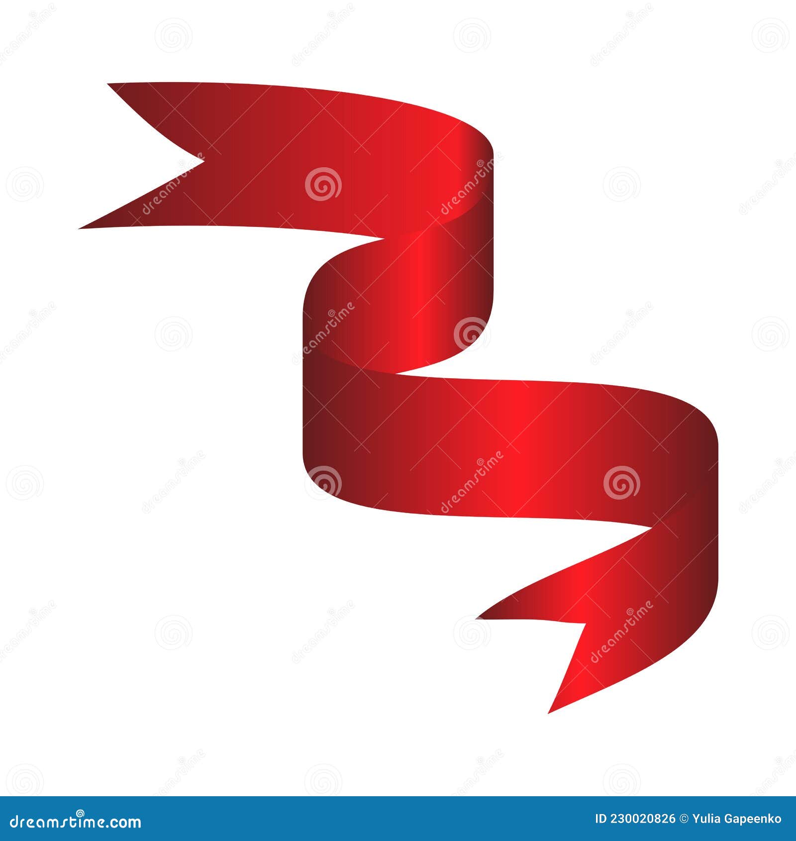 Red Colorful Curved Ribbon on White Background. Vector Illustration ...