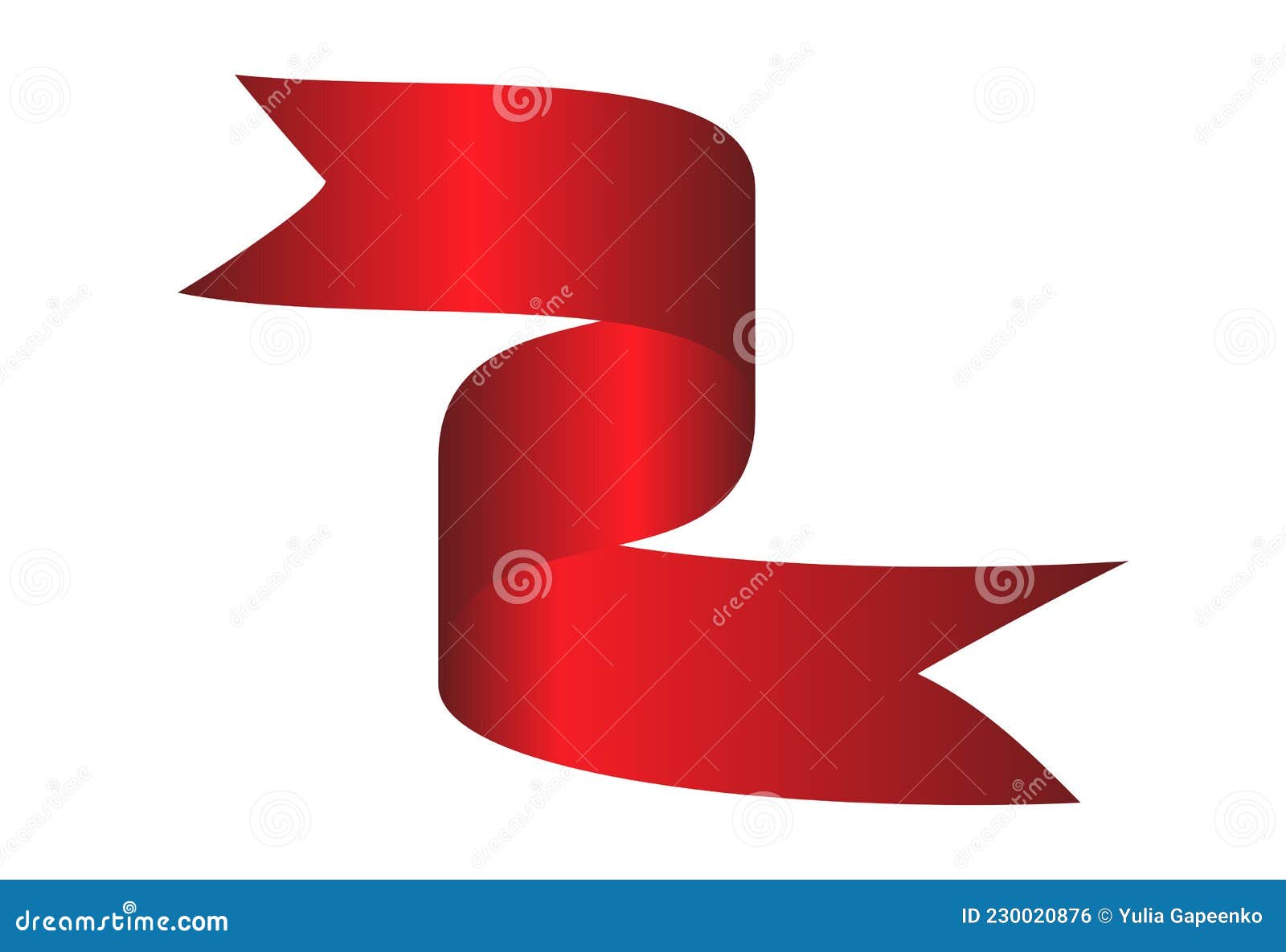 Red Colorful Curved Ribbon on White Background. Vector Illustration ...