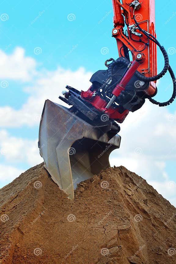 Red Coloured Construction Digger Stock Image - Image of mechanical ...
