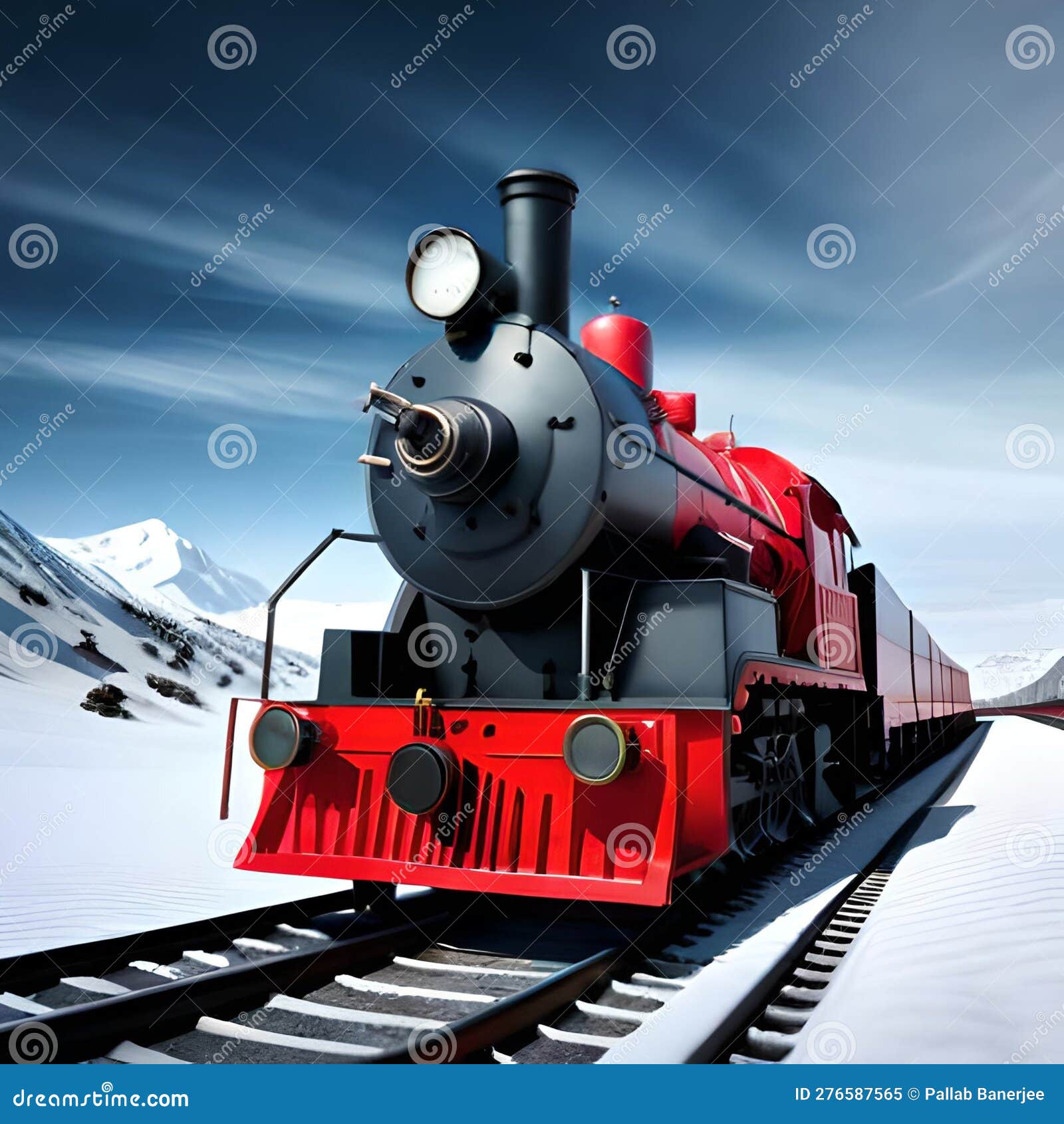 Red Coloured Train Running through the Vast Landscape Stock ...