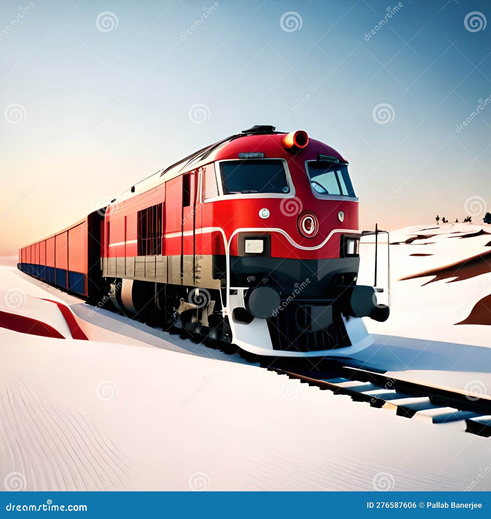 Red Coloured Train Running through the Vast Landscape Stock ...