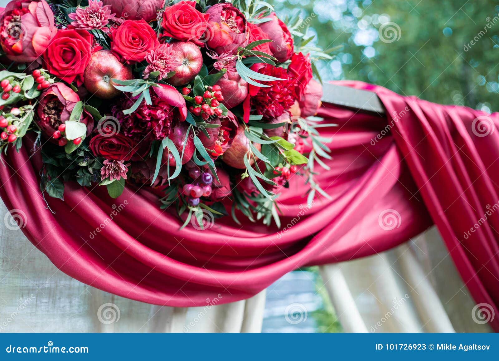Red Coloured Wedding Arch for Wedding Ceremony Stock Image - Image of ...