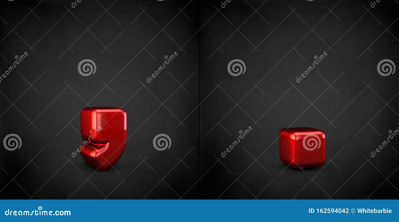 Red Coma and Point Symbols Isolated on Black Background Stock ...