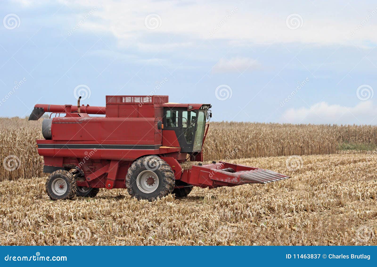 Red Combine stock image. Image of farmland, equipment - 11463837