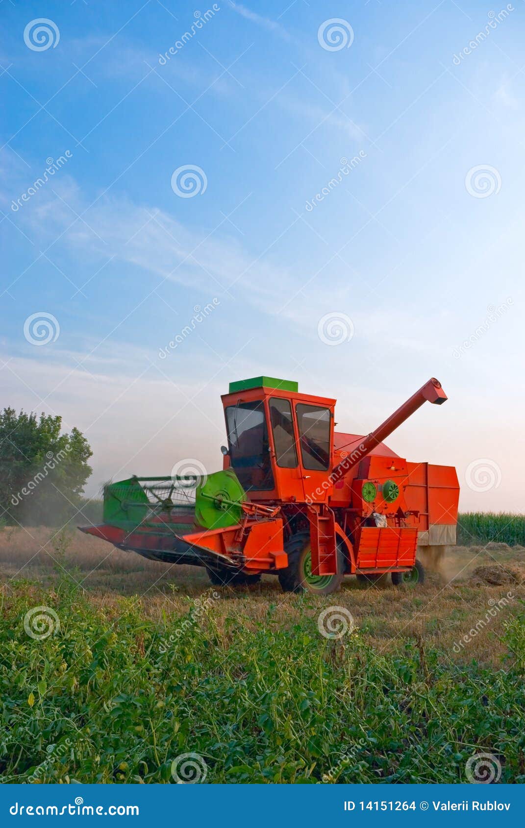 Red combine stock photo. Image of farming, blue, industry - 14151264