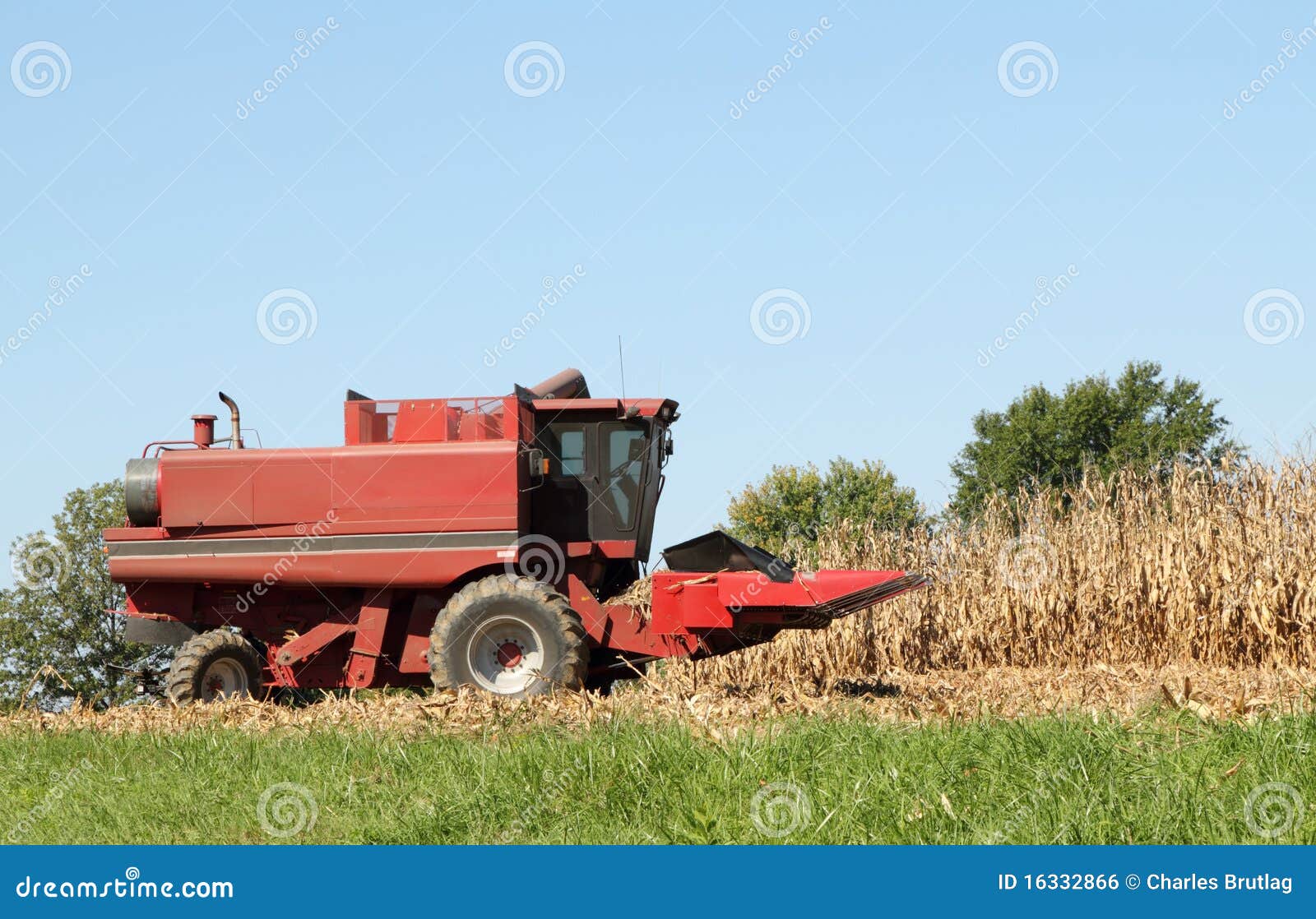 Red Combine stock photo. Image of harvesting, field, agriculture - 16332866
