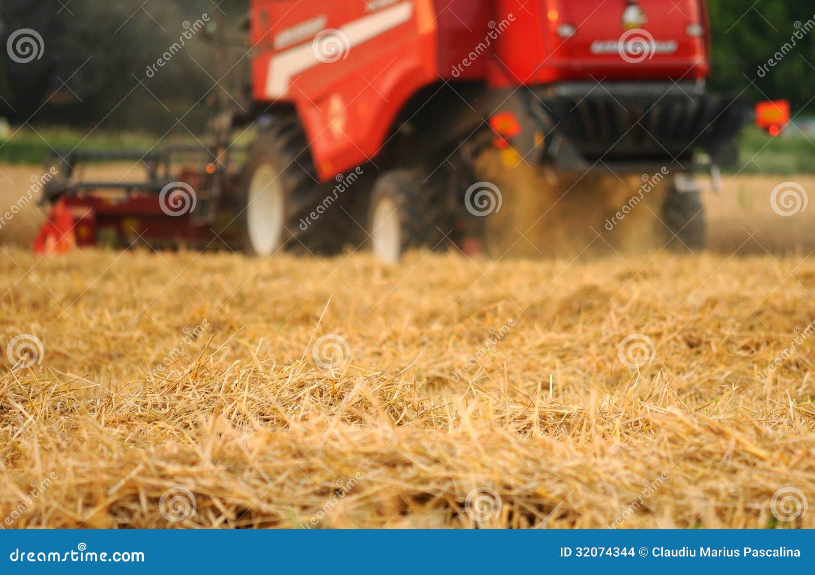 Red combine harvester stock photo. Image of harvesting - 32074344