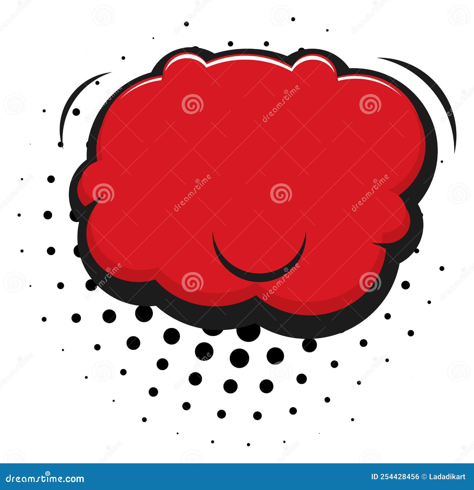 Red Comic Cloud with Halftone Shadow. Blank Template Stock Vector ...
