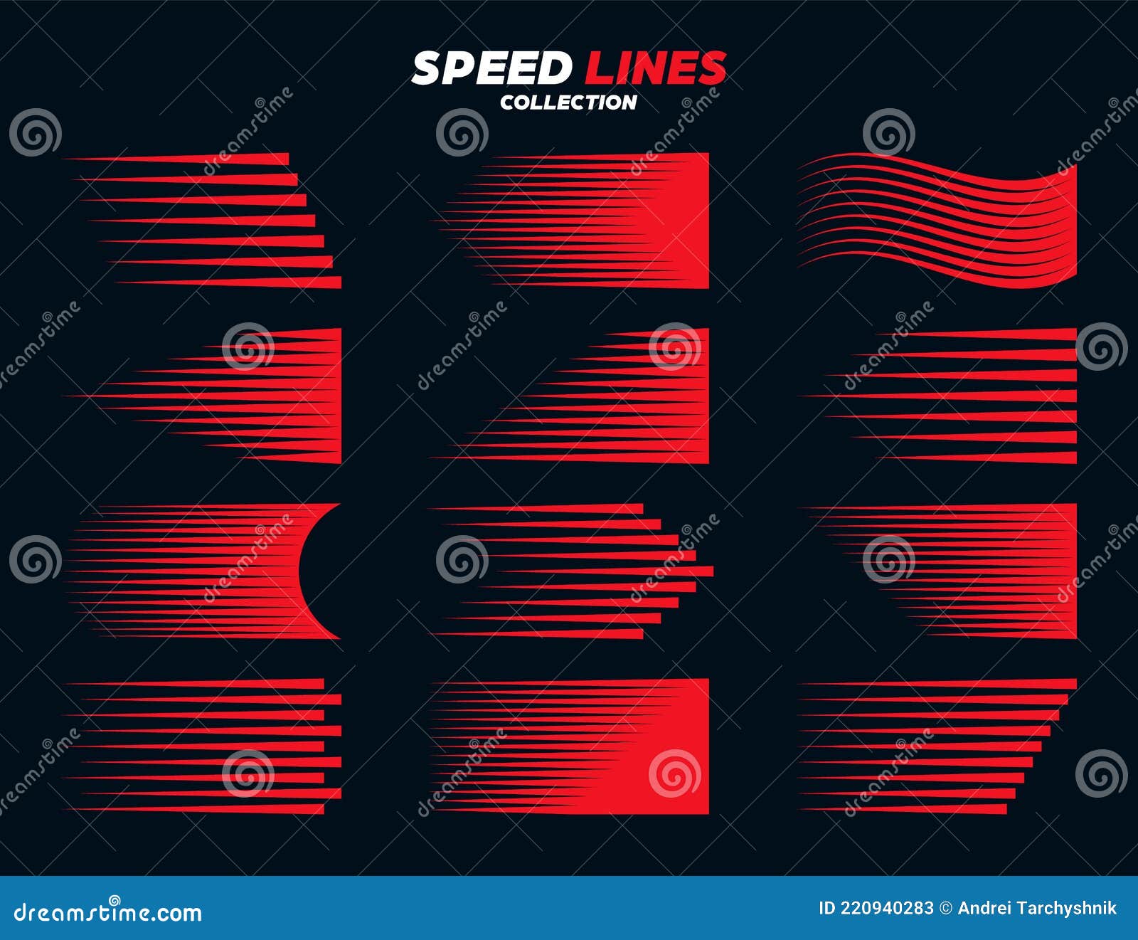 Red Comic Speed Lines Signs Collection. Motion Elements for Your Design ...