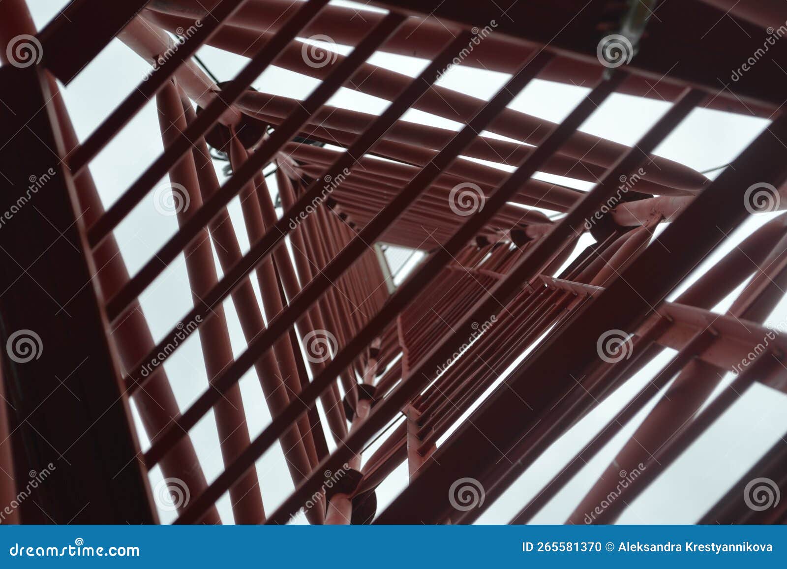 Red Communication Tower Made of Iron Pipes and Angles Stock Photo ...