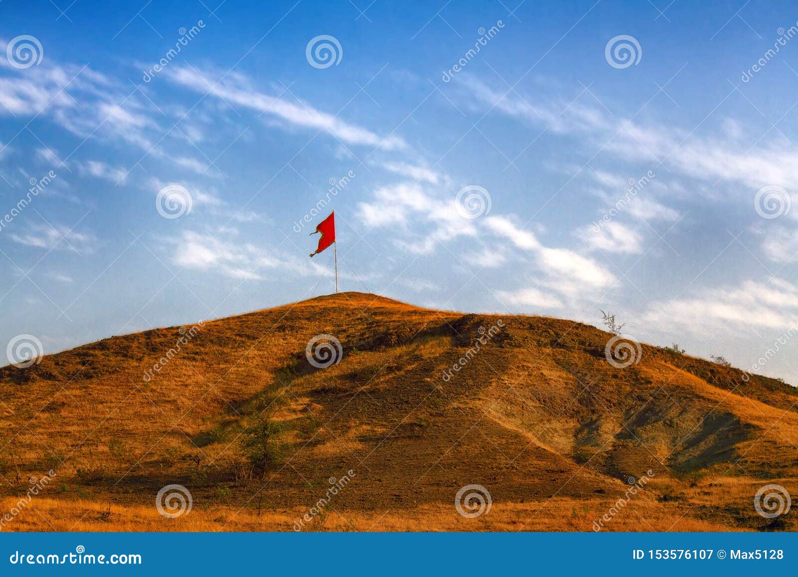 Red Communist Flag on the Mountain. in India Stock Image - Image of ...
