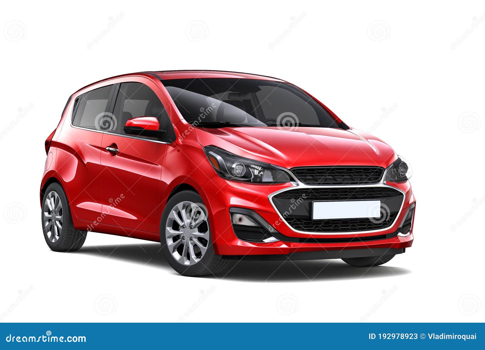 Red Compact Car Iso;ated on White Stock Illustration - Illustration of ...
