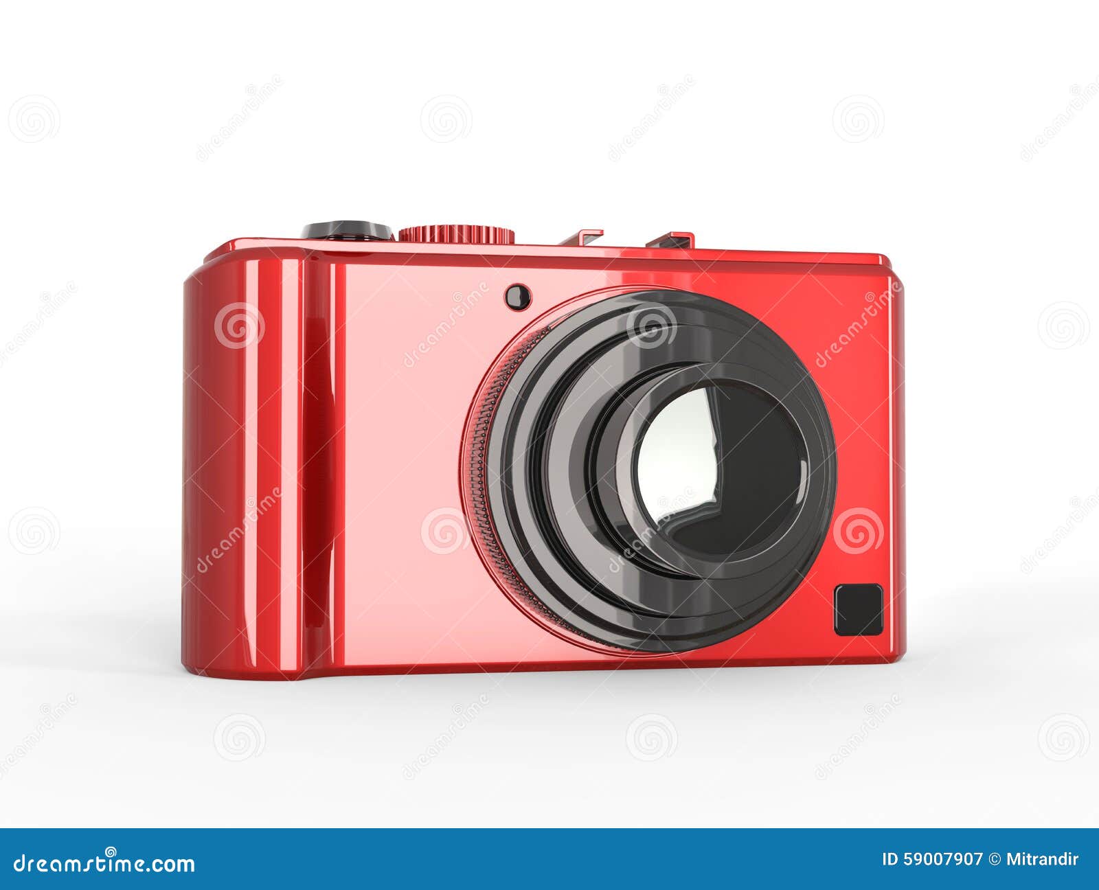 Red Compact Digital Photo Camera with Black Lens Stock Image - Image of ...