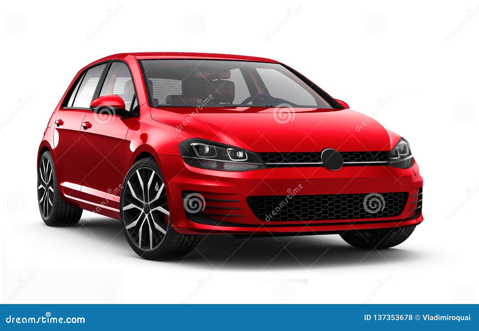 Red compact hatchback car stock illustration. Illustration of hatchback ...