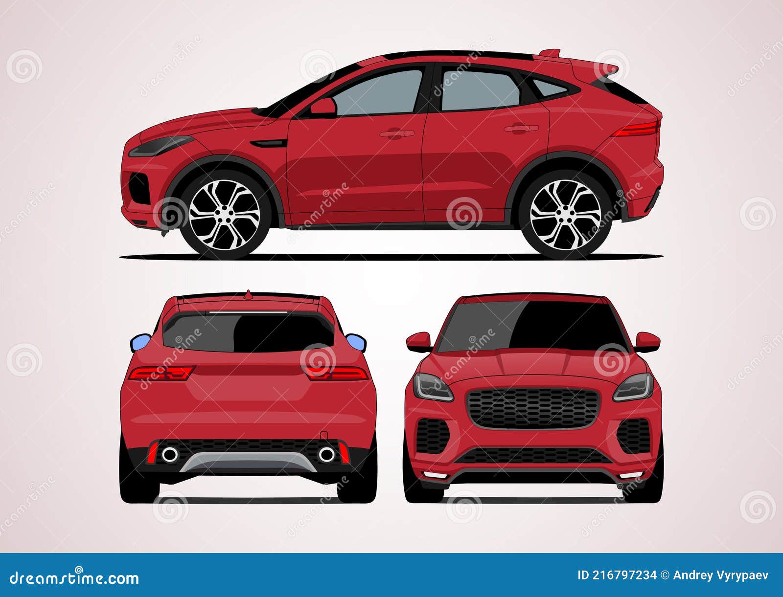 Red compact SUV stock vector. Illustration of side, wheels - 216797234