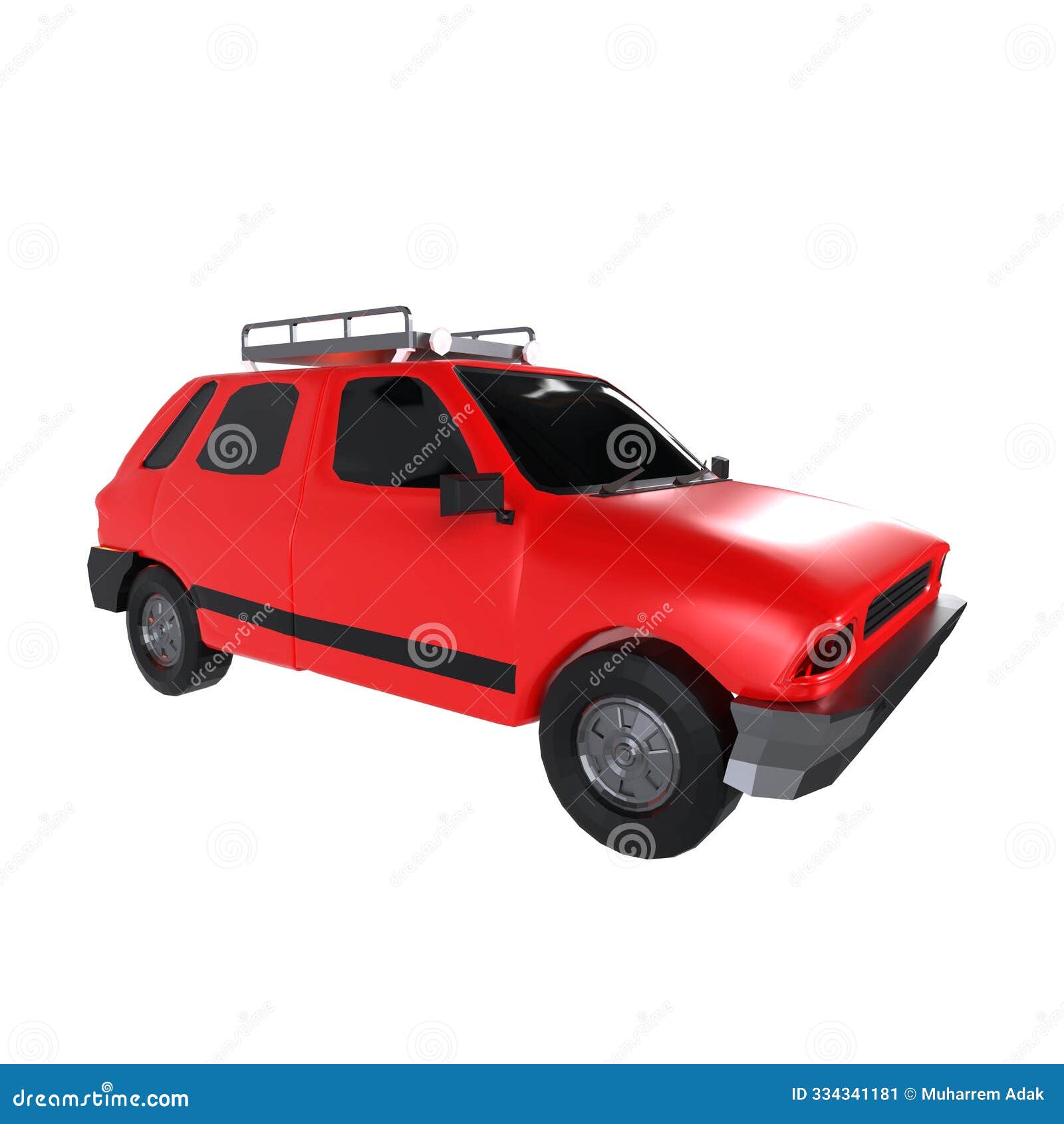 Red Compact SUV 3D Rendering with Front and Side Perspectives Stock ...